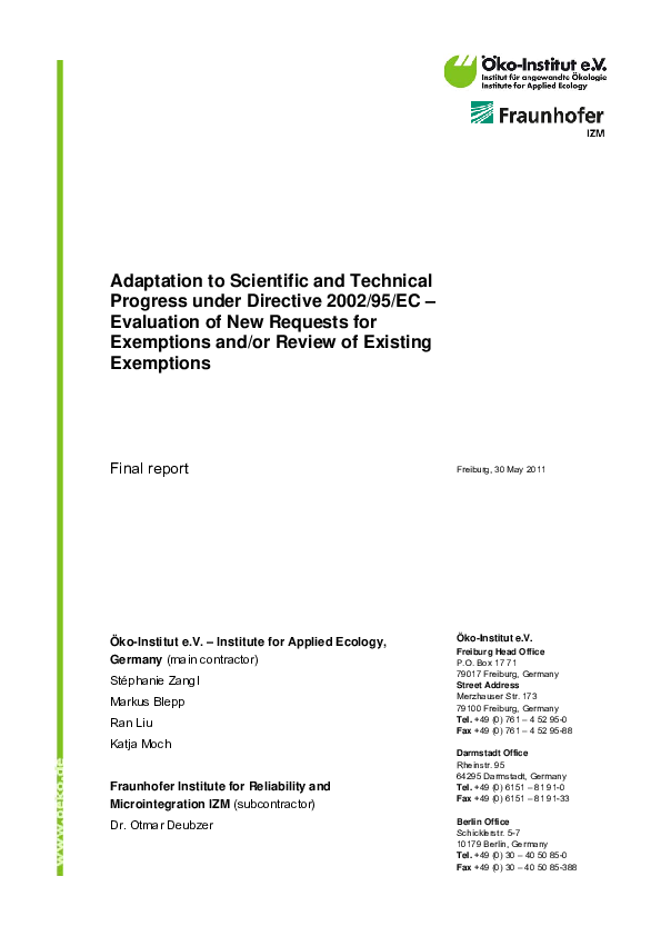 (PDF) Adaptation to scientific and technical progress under Directive ...