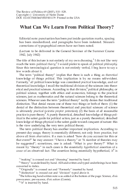 (PDF) What Can We Learn From Political Theory?