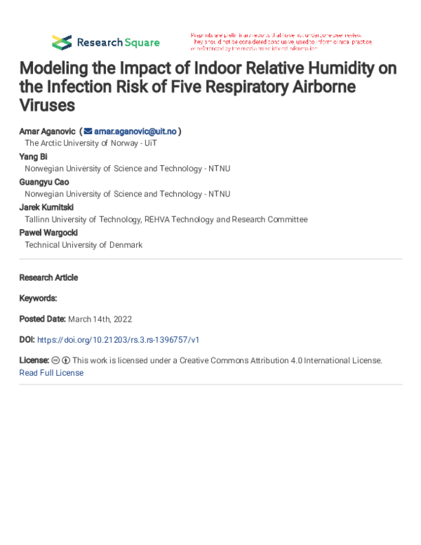 (PDF) Modeling the Impact of Indoor Relative Humidity on the Infection ...