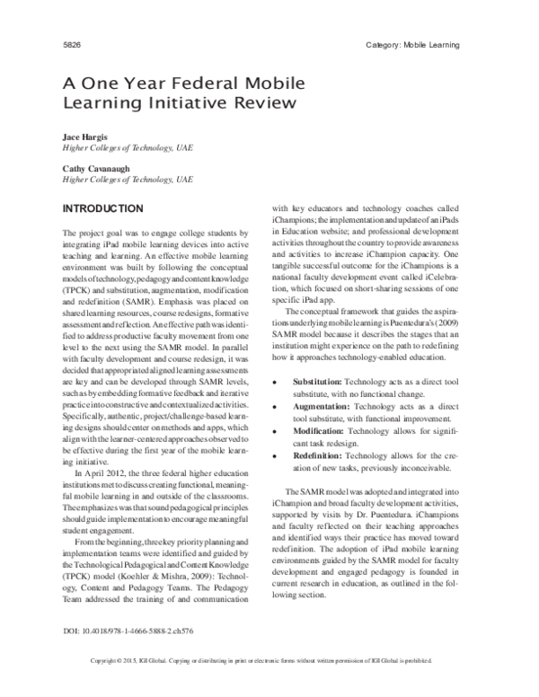 (PDF) A One Year Federal Mobile Learning Initiative Review