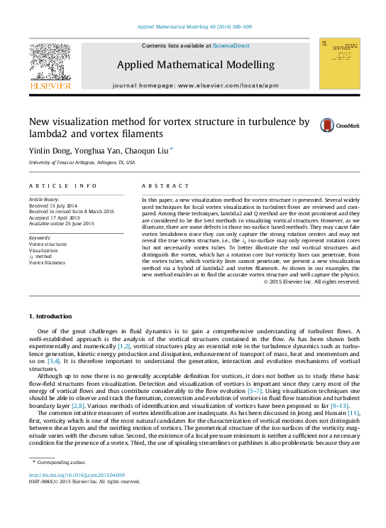 (PDF) New visualization method for vortex structure in turbulence by lambda2 and vortex filaments