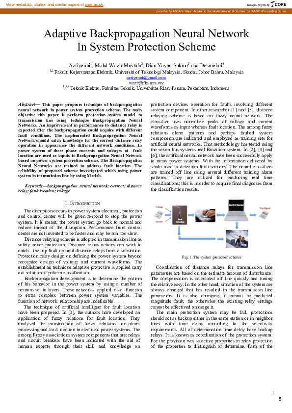 (PDF) Backpropagation Neural Network for Power System Protection