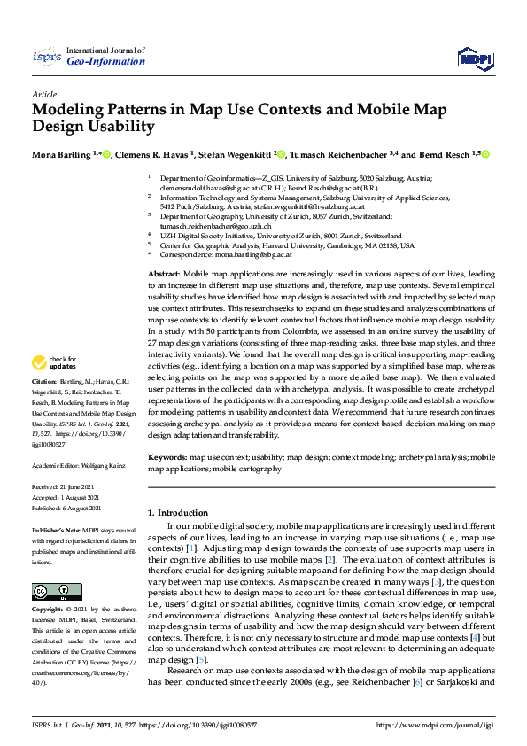 (PDF) Modeling Patterns in Map Use Contexts and Mobile Map Design Usability