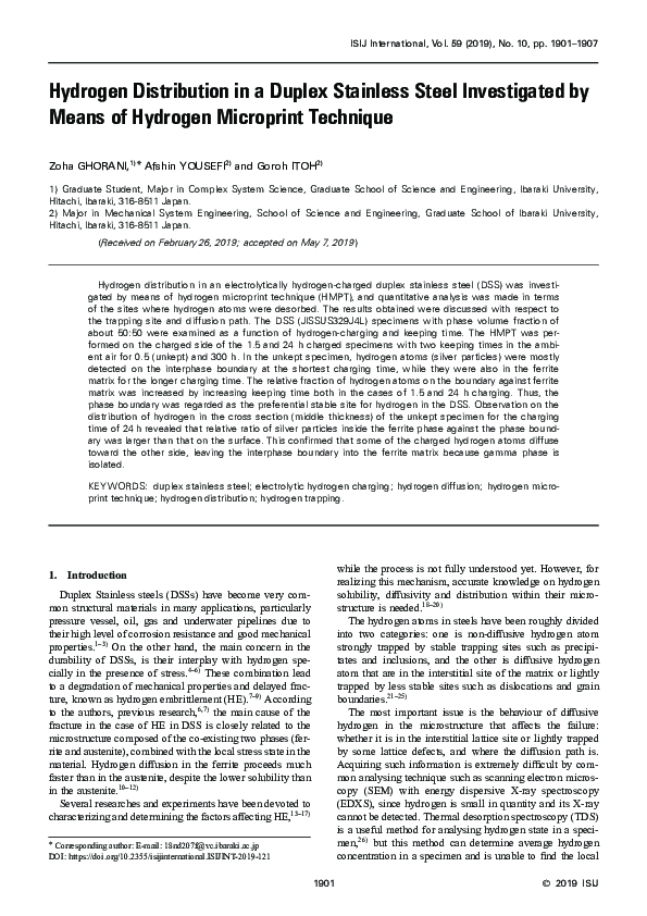 (PDF) Hydrogen Distribution in a Duplex Stainless Steel Investigated by Means of Hydrogen ...
