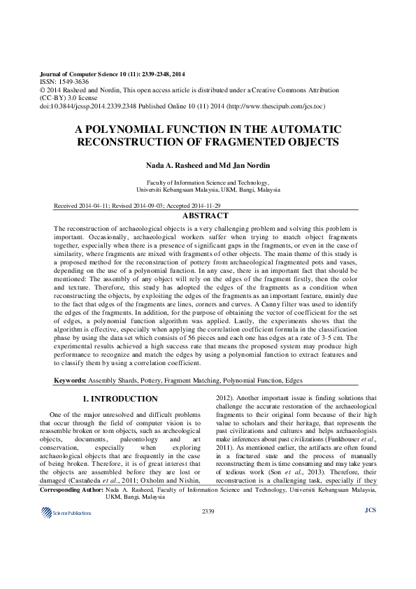 (PDF) A Polynomial Function in the Automatic Reconstruction of ...