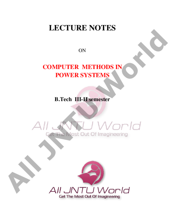 (PDF) COMPUTER METHODS IN POWER SYSTEMS