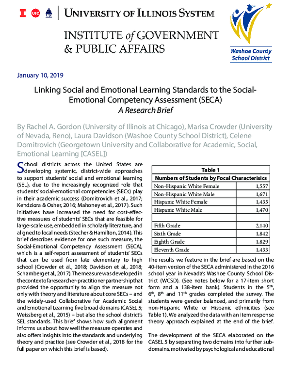 (PDF) Linking Social and Emotional Learning Standards to the Social ...