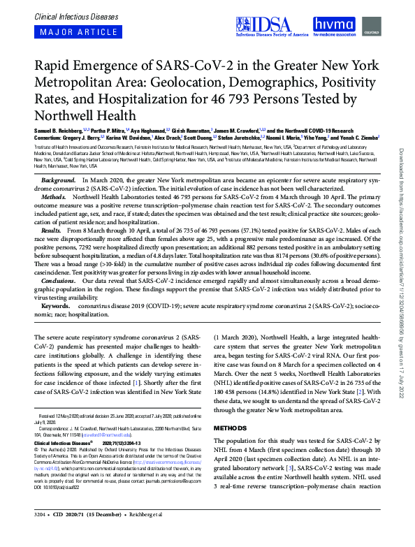 (PDF) Rapid Emergence of SARS-CoV-2 in the Greater New York ...