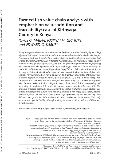 (PDF) Farmed fish value chain analysis with emphasis on value addition ...