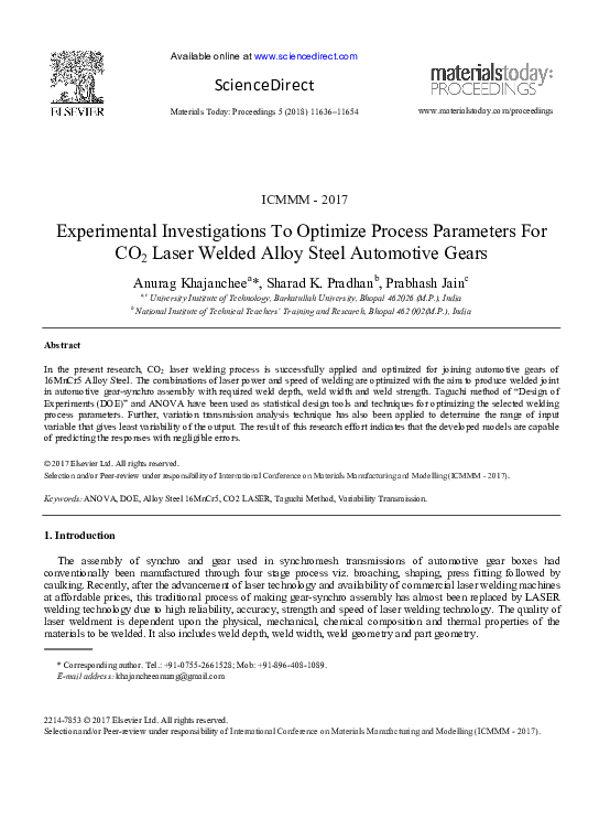 (PDF) Experimental Investigations To Optimize Process Parameters For CO2 Laser Welded Alloy ...