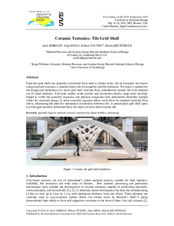 (PDF) Ceramic Tectonics : Tile Grid Shell | Olga Mesa - Academia.edu