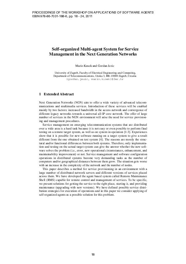 (PDF) Self-organized Multi-agent System for Service Management in the ...
