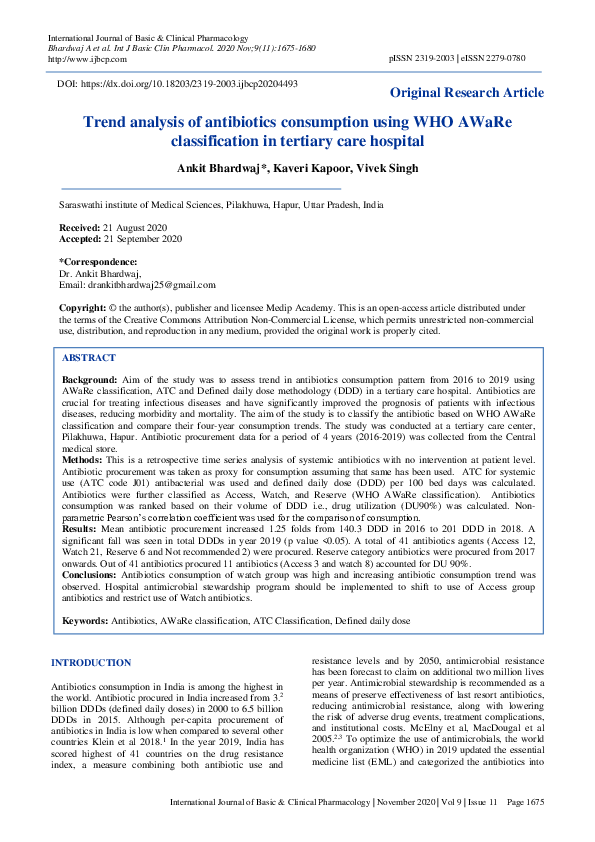 (PDF) Trend analysis of antibiotics consumption using WHO AWaRe ...