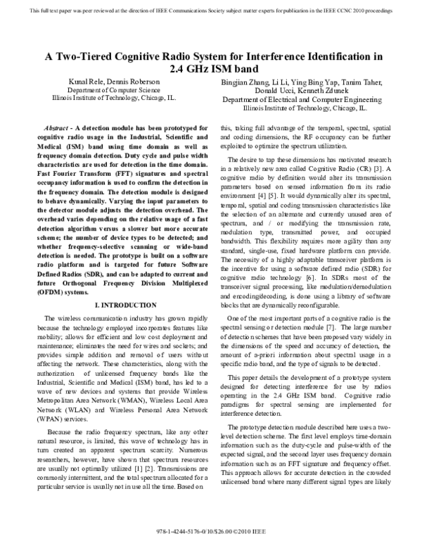 (PDF) A Two-Tiered Cognitive Radio System for Interference ...