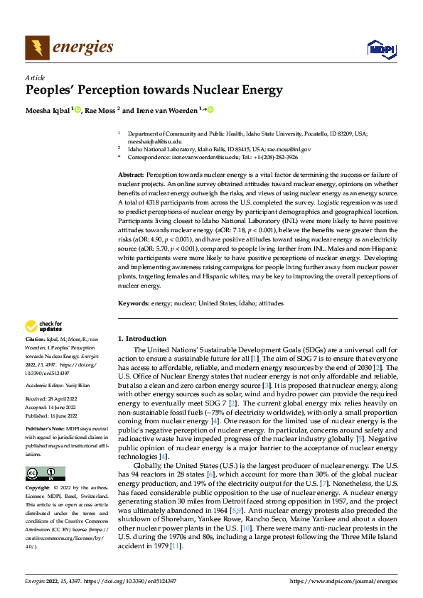 (PDF) Peoples’ Perception towards Nuclear Energy