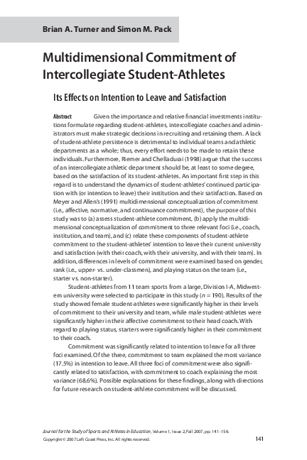 (PDF) Multidimensional Commitment of Intercollegiate Student-Athletes ...