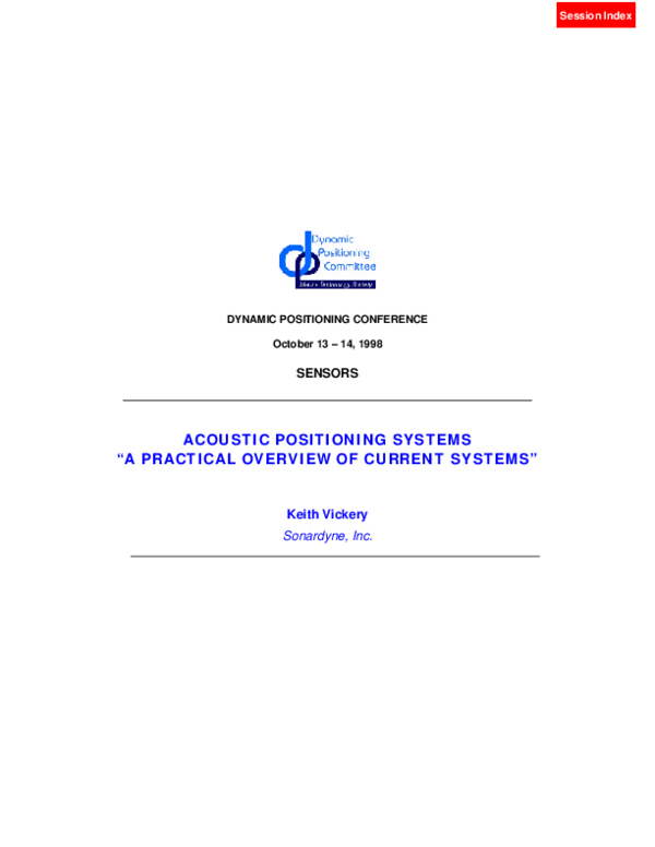 (PDF) Acoustic positioning systems. A practical overview of current systems