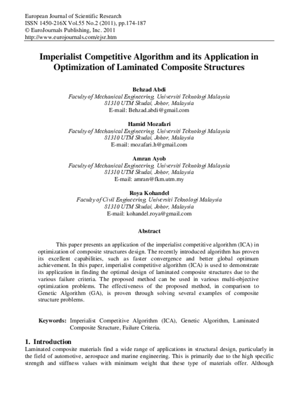 (PDF) Imperialist competitive algorithm and its application in optimization of laminated ...