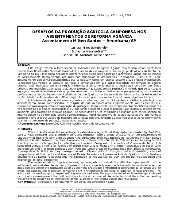 (PDF) DESAFIOS DA PRODUÇÃO AGRÍCOLA CAMPONESA NOS ASSENTAMENTOS DE ...