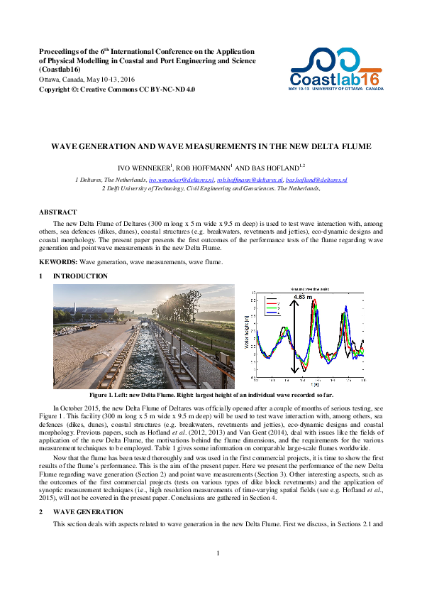 (PDF) Wave generation and wave measurements in the new delta flume