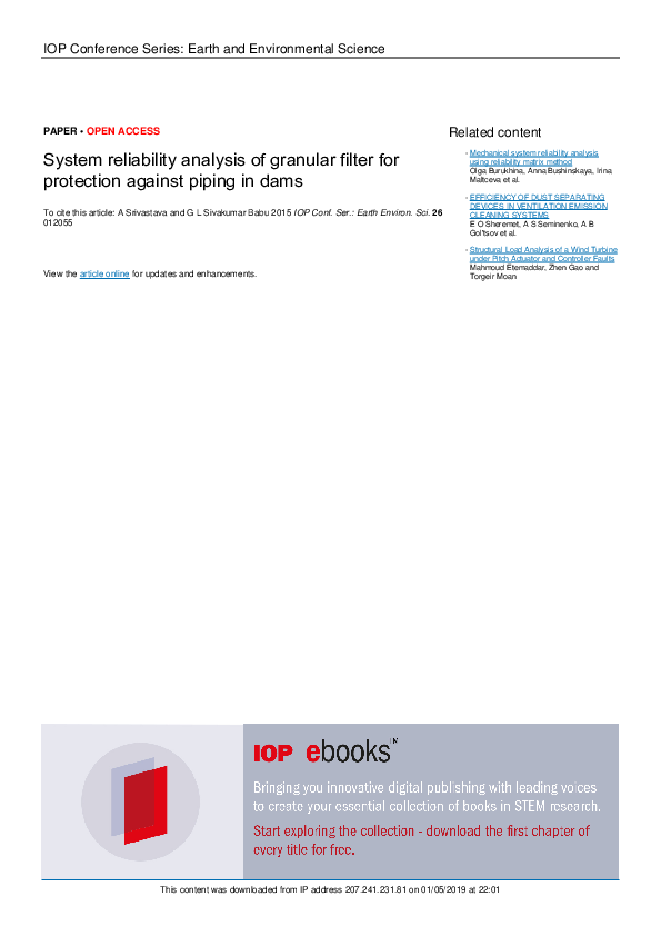 (PDF) System reliability analysis of granular filter for protection ...