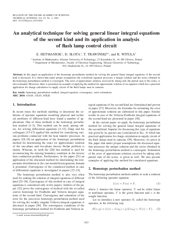 (PDF) An analytical technique for solving general linear integral ...