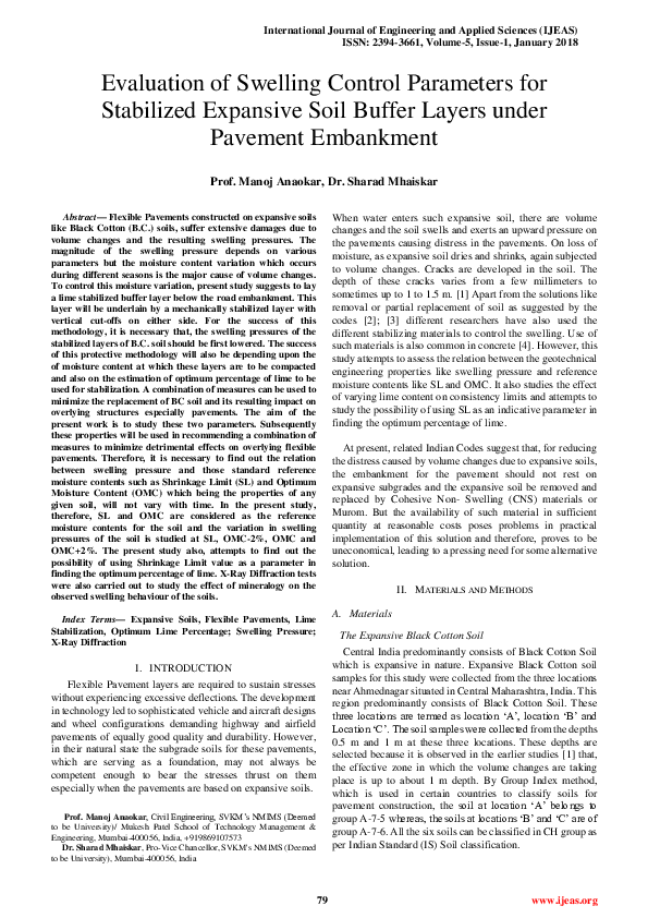 (PDF) Evaluation of Swelling Control Parameters for Stabilized ...