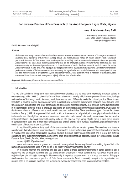 (PDF) Performance Practice of Bata Ensemble of the Awori People in ...