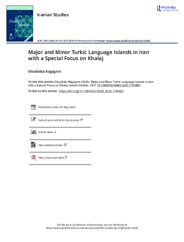 (PDF) Major and Minor Turkic Language Islands in Iran with a Special ...