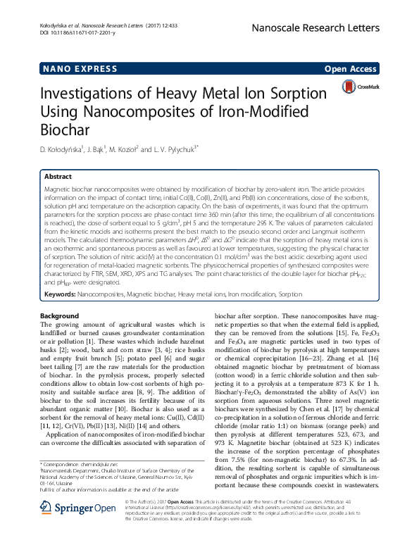 (PDF) Investigations of Heavy Metal Ion Sorption Using Nanocomposites ...