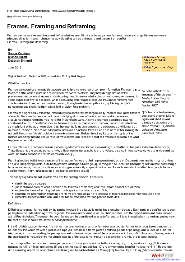 (PDF) Frames , Framing and Reframing By