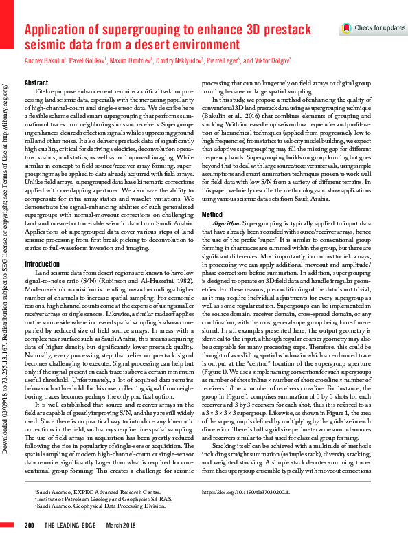 (PDF) Application of supergrouping to enhance 3D prestack seismic data from a desert environment