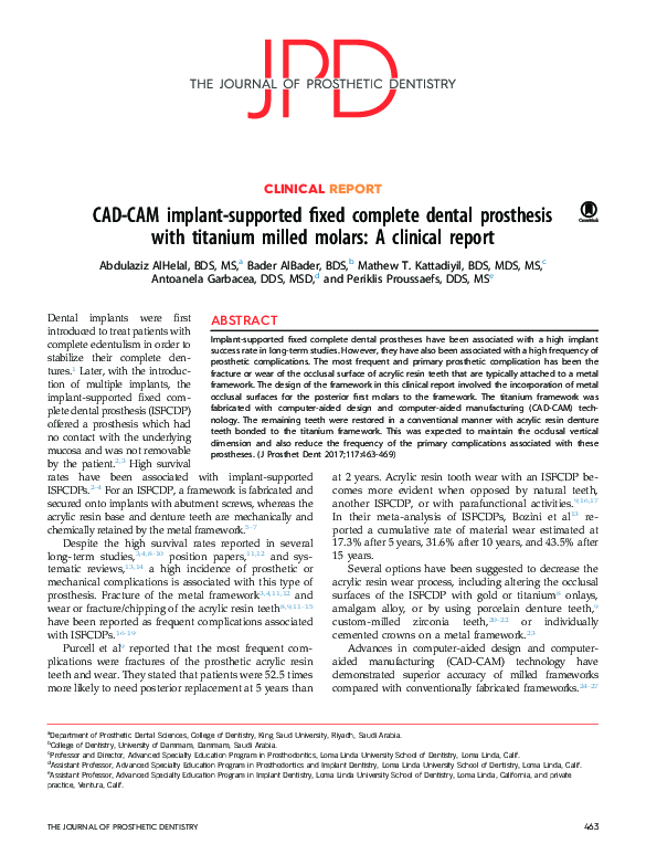 (PDF) CAD-CAM implant-supported fixed complete dental prosthesis with ...