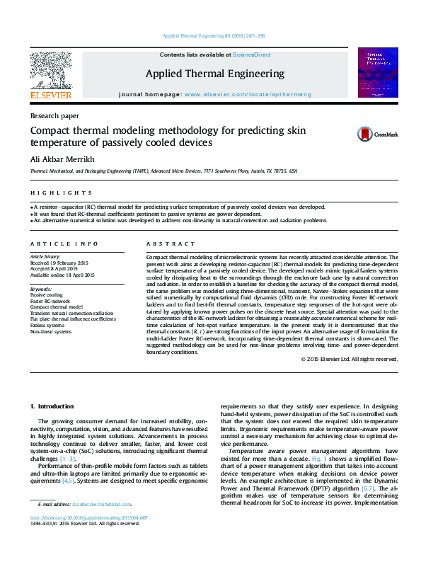 Pdf Compact Thermal Modeling Methodology For Predicting Skin Temperature Of Passively Cooled