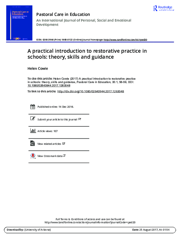 (PDF) A practical introduction to restorative practice in schools ...
