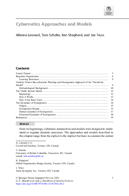 (PDF) Cybernetics Approaches and Models