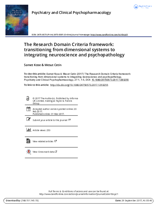 (PDF) Evolving RDoC: Bridging Neuroscience and Psychopathology