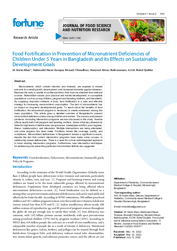 (PDF) Food Fortification in Prevention of Micronutrient Deficiencies of ...