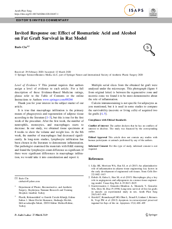 (PDF) Invited Response on: Effect of Rosmarinic Acid and Alcohol on Fat ...