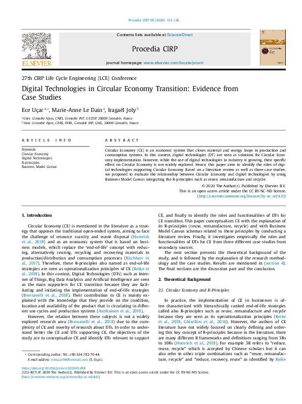 (PDF) Digital Technologies in Circular Economy Transition: Evidence ...
