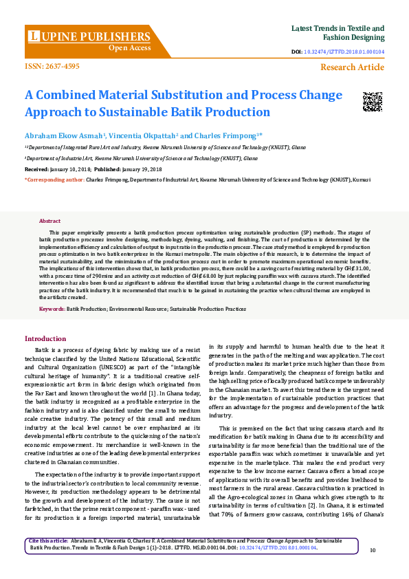(PDF) A Combined Material Substitution and Process Change Approach to ...