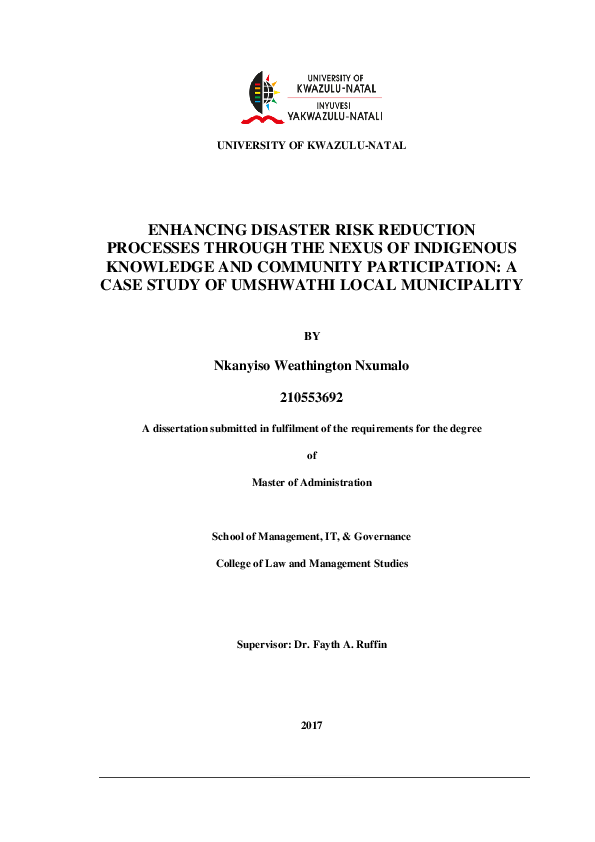 (PDF) Enhancing disaster risk reduction processes through the nexus of ...