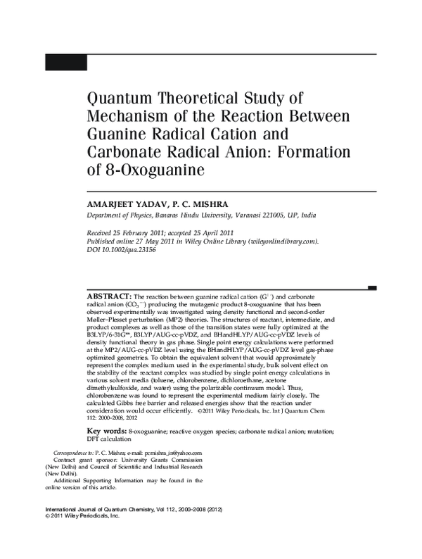 (PDF) Quantum theoretical study of mechanism of the reaction between ...
