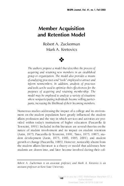 (PDF) Member Acquisition and Retention Model