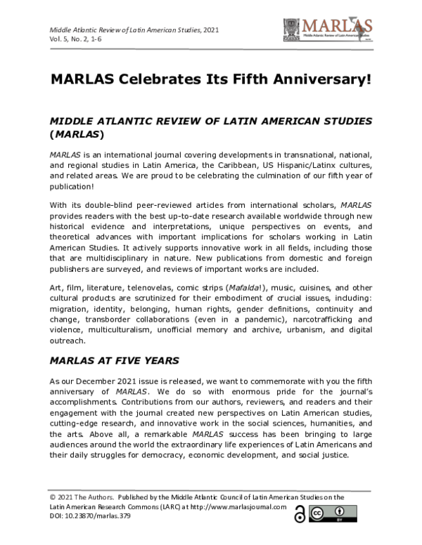 (PDF) MARLAS Celebrates Its Fifth Anniversary!