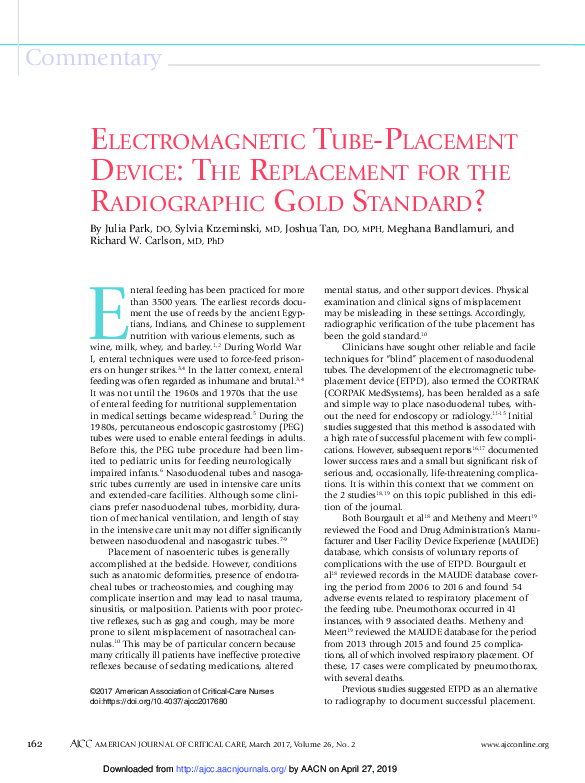 (PDF) Electromagnetic Tube-Placement Device: The Replacement for the ...