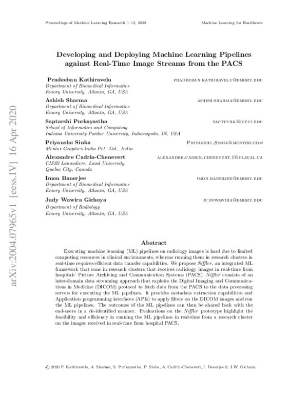 (PDF) Developing and Deploying Machine Learning Pipelines against Real ...