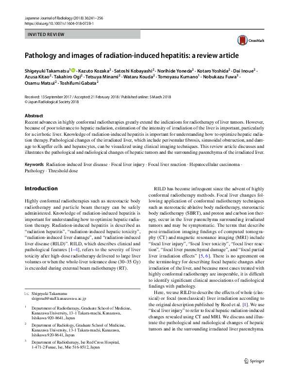 (PDF) Pathology and images of radiation-induced hepatitis: a review article