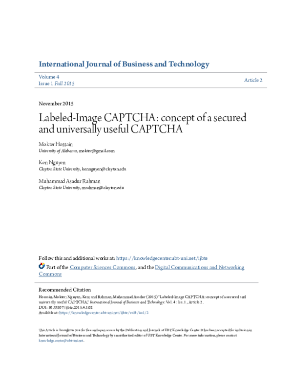 (PDF) Labeled-Image CAPTCHA: concept of a secured and universally useful CAPTCHA