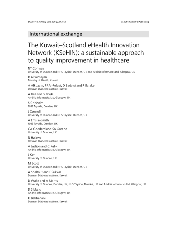 (PDF) The Kuwait-Scotland eHealth Innovation Network (KSeHIN): a ...